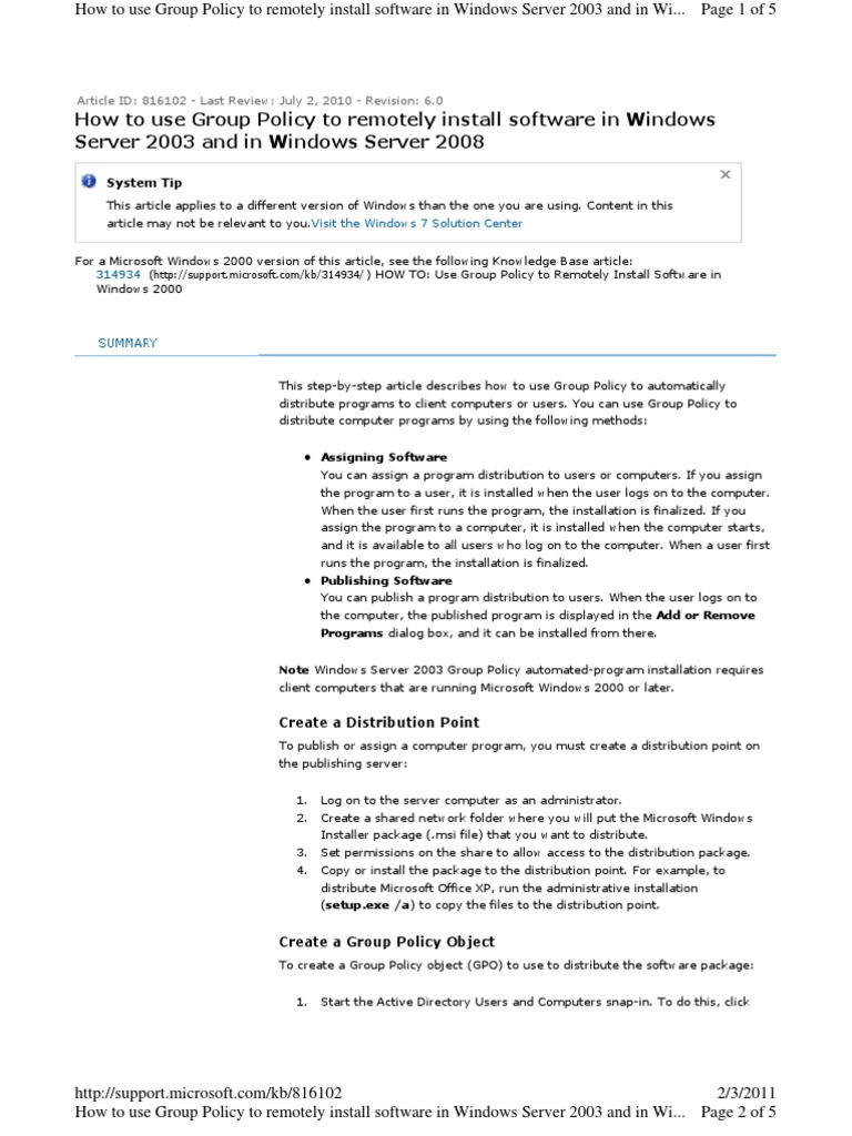 How To Use Group Policy To Remotely Install Software in Windows Server ... How To Use Group Policy To Remotely Install Software in Windows Server ...