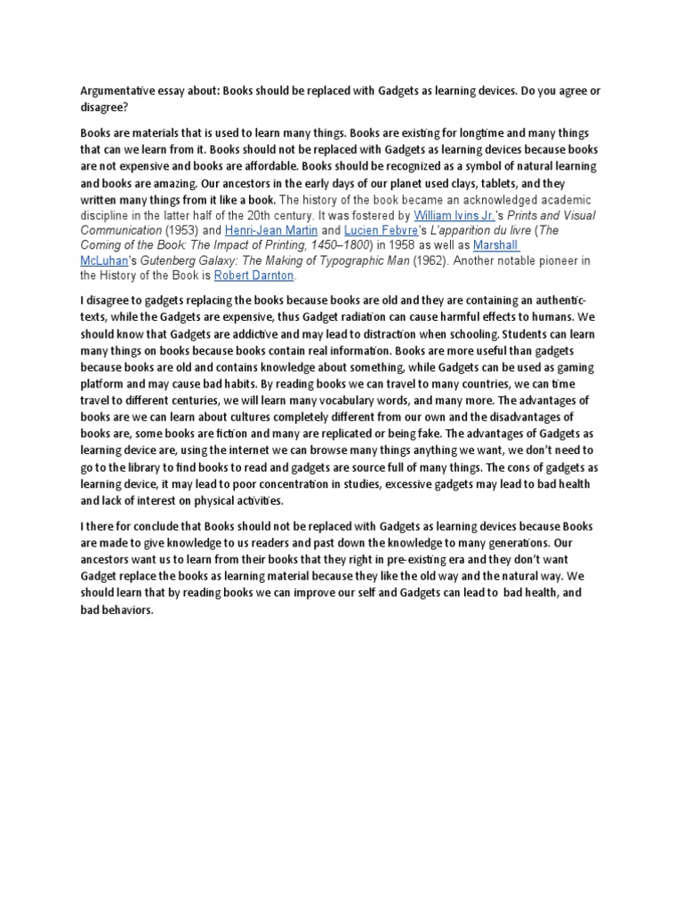 Eapp Argumentative Essay | PDF | Books | Cognition