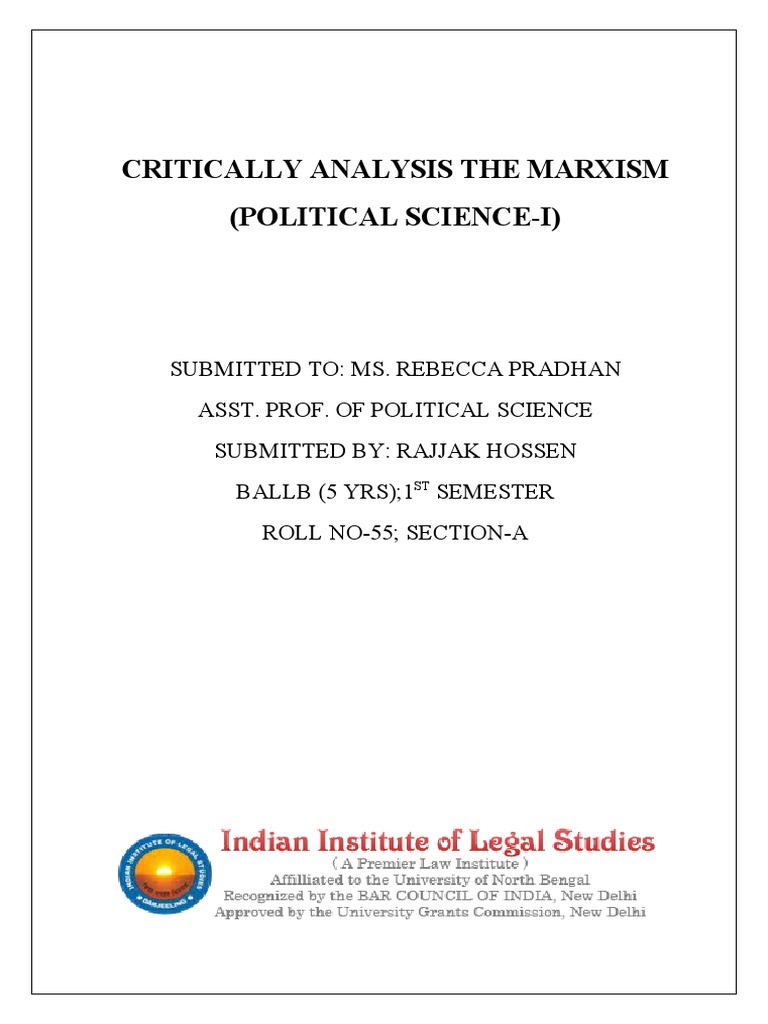 Critically Analysis The Marxism (Political Science-I) | PDF | Socialism ...