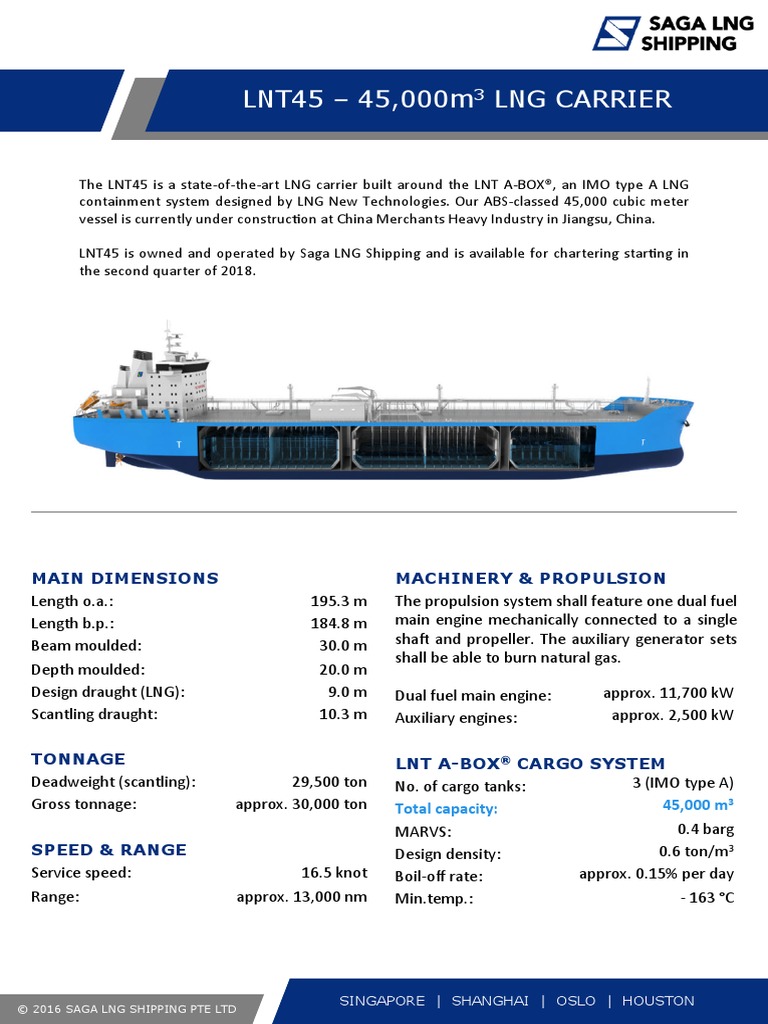 LNT45 - 45,000m LNG Carrier: Main Dimensions Machinery & Propulsion ...