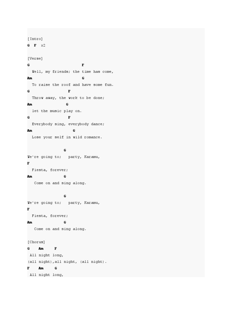 All Night Long Chords | PDF | Song Structure | Musical Forms