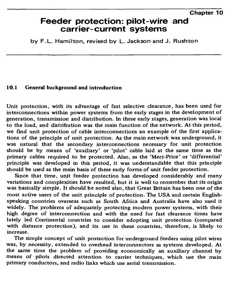Feeder Protection" Pilot-Wire and Carrier-Current Systems | PDF | Relay ...