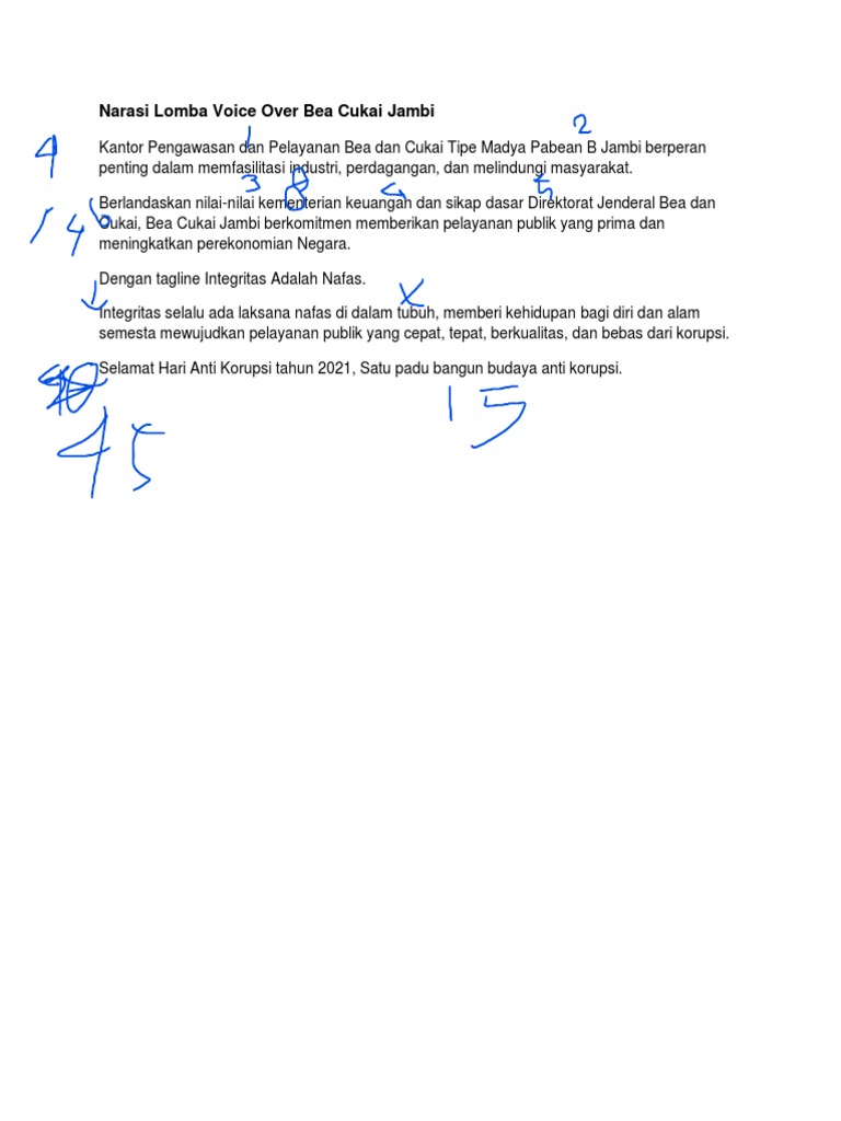 Narasi Lomba Voice Over Bea Cukai Jambi | PDF | Ilmu Sosial