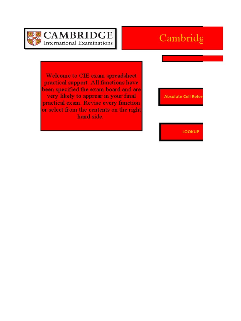 Cambridge Exam Functions: Absolute Cell Referencing | PDF