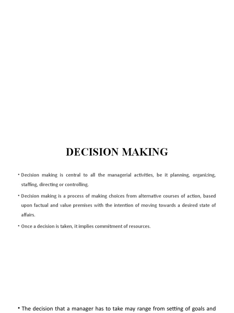 Importance of Decision Making in Management | PDF | Decision Making | Goal