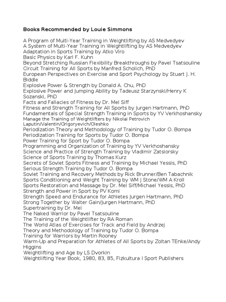 Louie Simmons' Top Book Picks | PDF | Weight Training | Sports