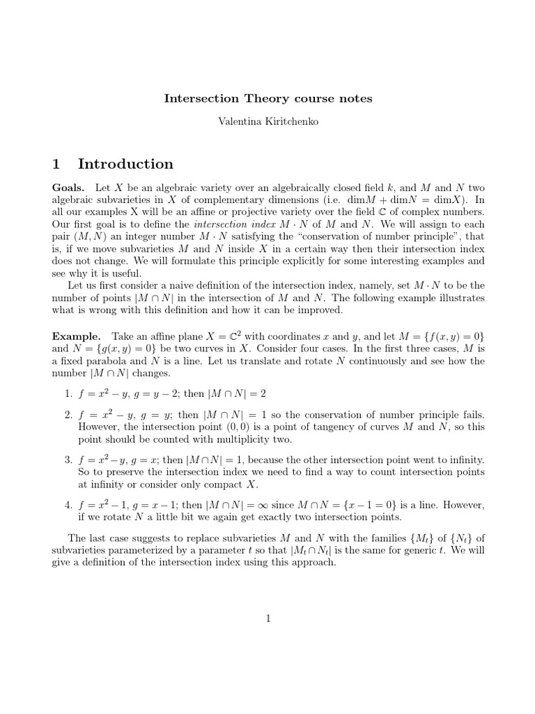 Intersection Theory Course Notes | PDF | Zero Of A Function | Polynomial