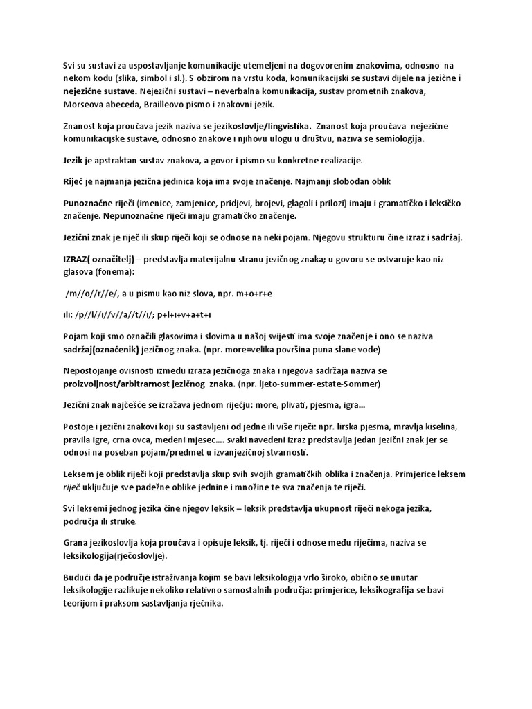 Skripta - Hrvatski (1. Razred Gimnazije) | PDF