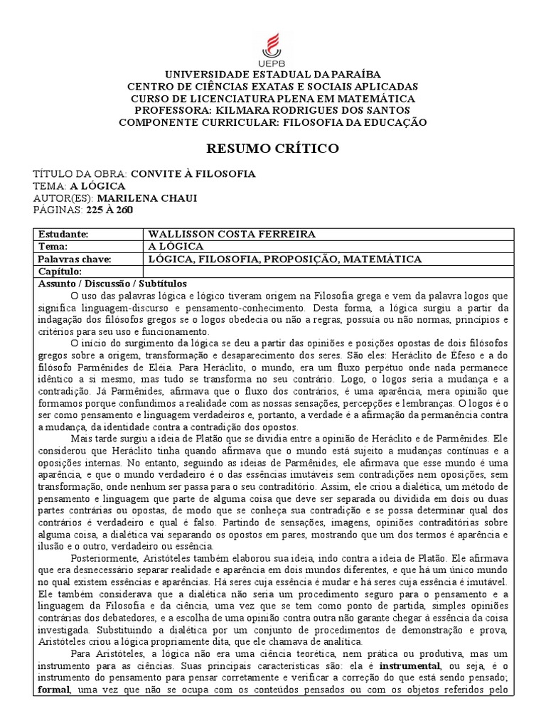 Modelo de Resumo Crítico | PDF | Lógica | Dialética