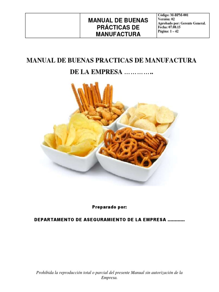 Manual BPM (Ejemplo) | PDF | Alimentos | Seguridad alimenticia