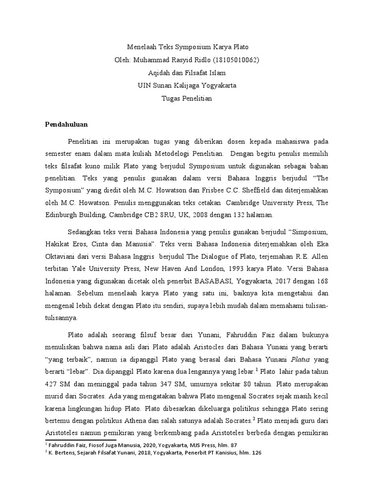 Menelaah Teks Symposium Karya Plato | PDF