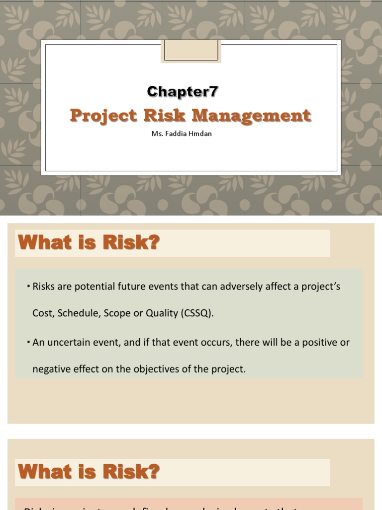Ch7 - Project Risk Management | PDF | Risk | Risk Management