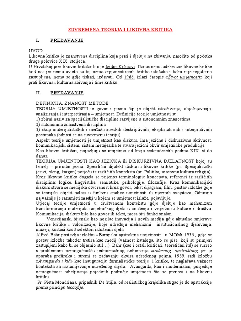 Suvremena Teorija I Likovna Kritika | PDF