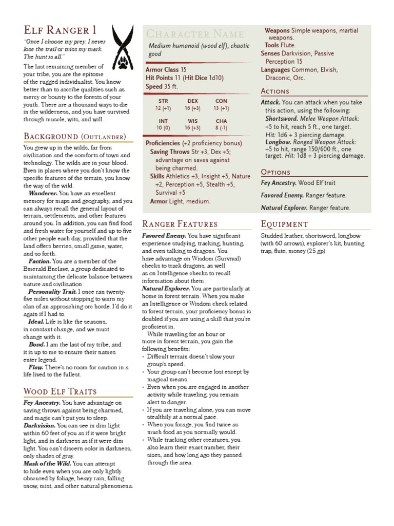 Wood Elf Ranger | PDF