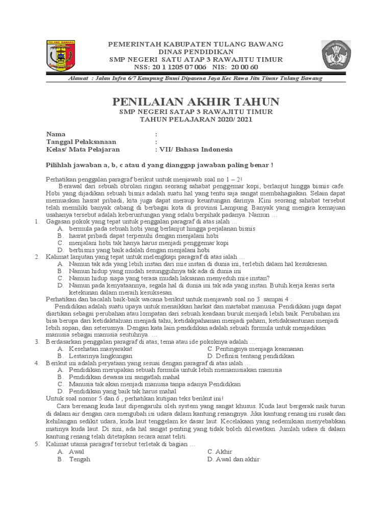 Pat Bi Kelas 7 | PDF