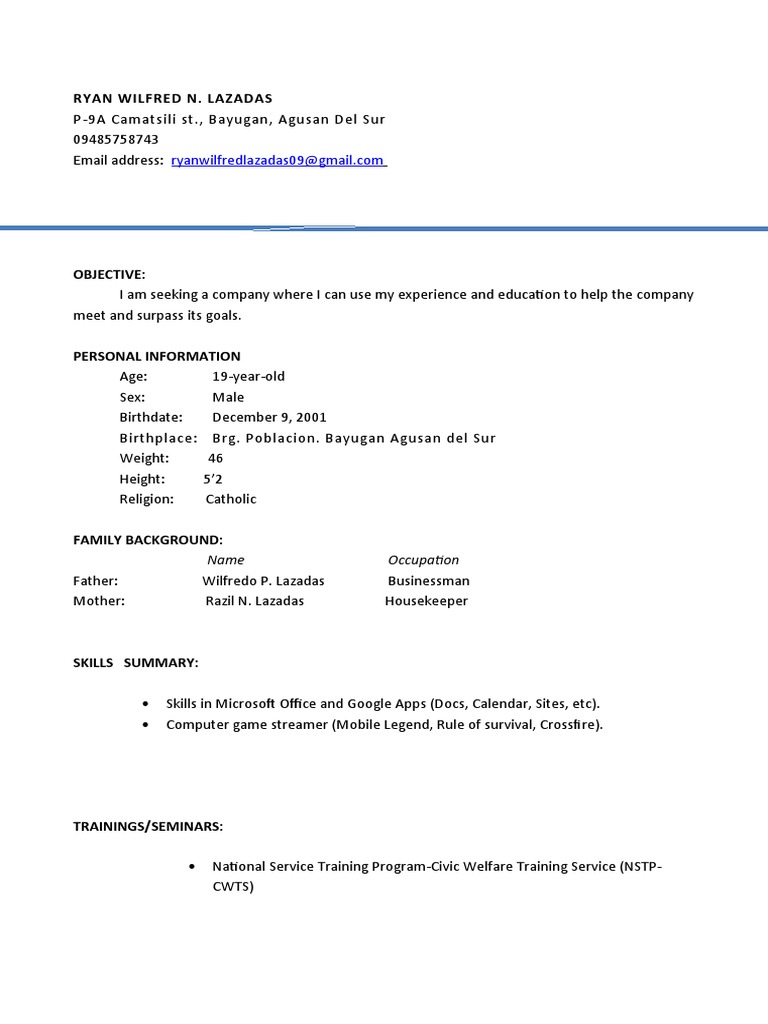 Ryan Wilfred N. Lazadas | PDF