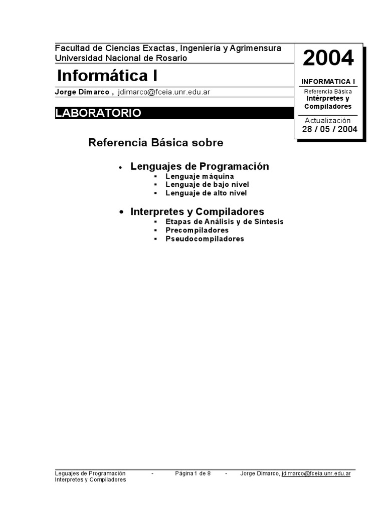 Lenguajes de Programación - Intérpretes y Compiladores | PDF ...