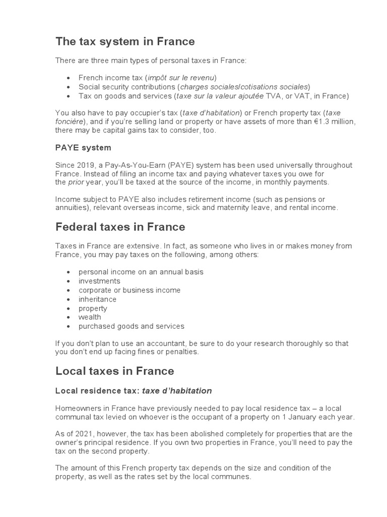 Tax System In France Pdf: Tax System In France – EXBEO