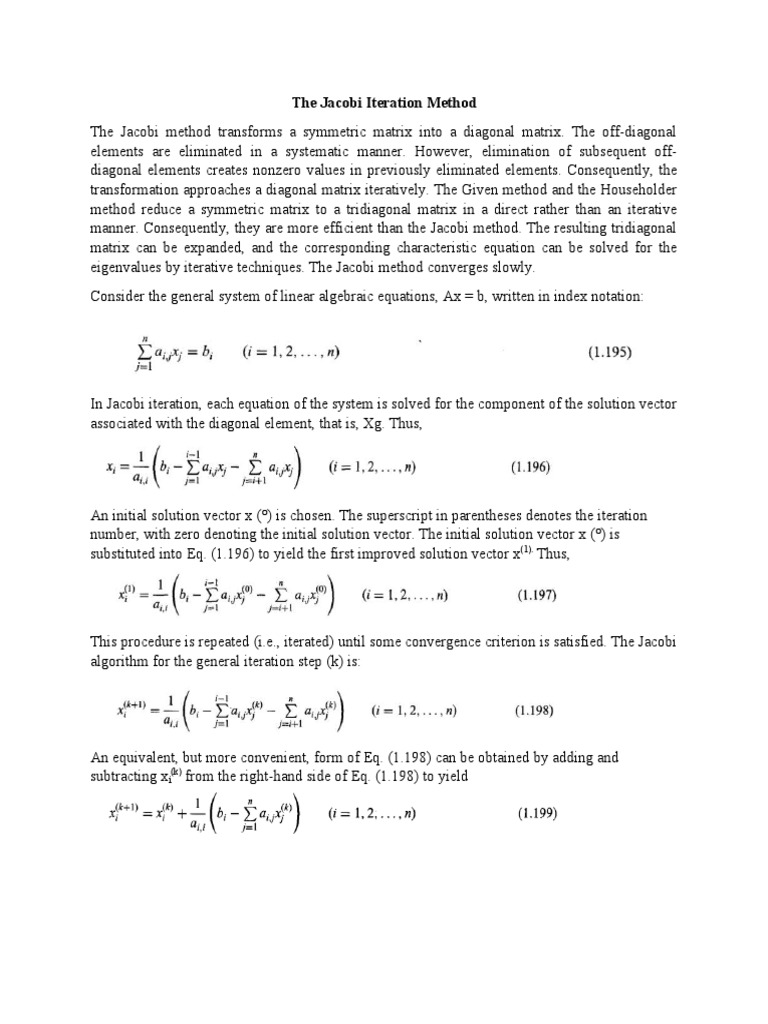 Jacobi Iteration Method | PDF