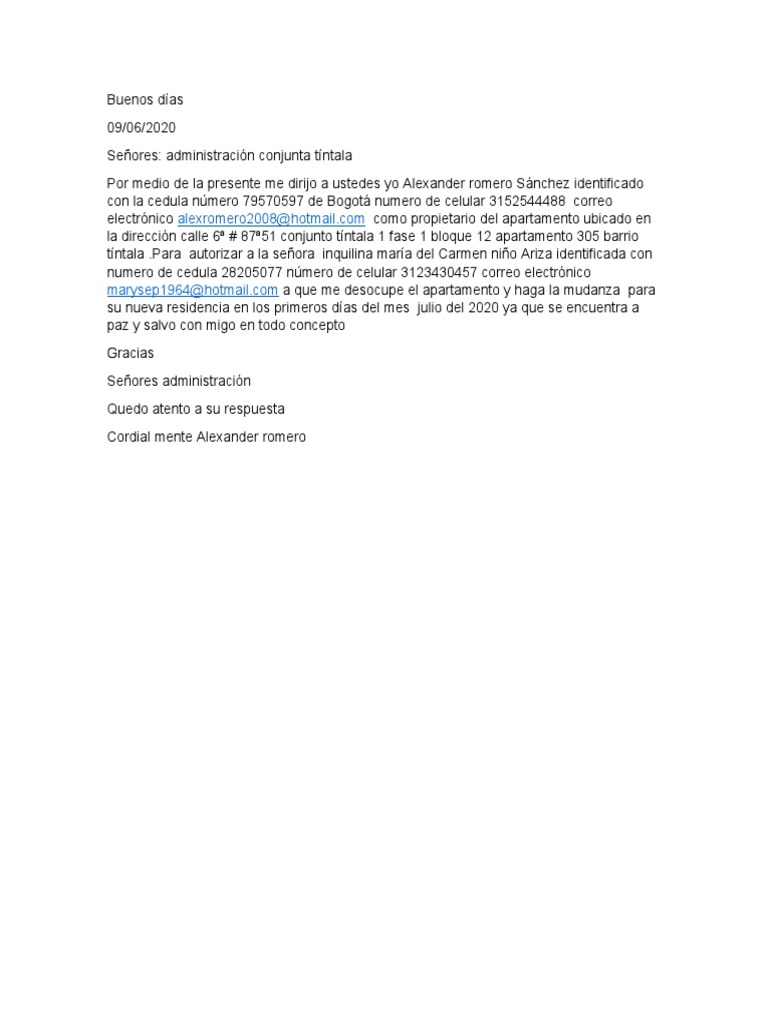 Carta Apartamento | PDF