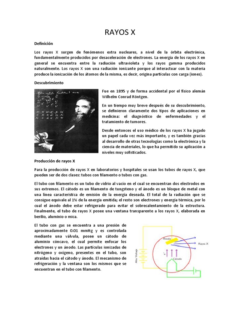 Rayos X: Definición y Aplicaciones Médicas | PDF | Rayo X | Química
