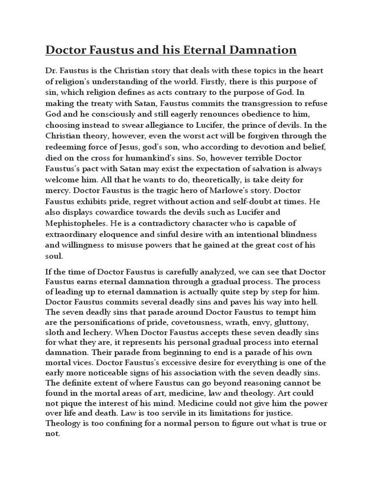 Doctor Faustus and His Eternal Damnation | PDF | Seven Deadly Sins | Christianity