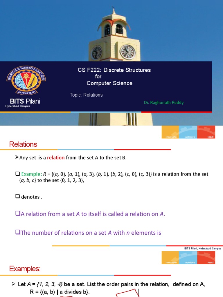 BITS Pilani: CS F222: Discrete Structures For Computer Science | PDF ...