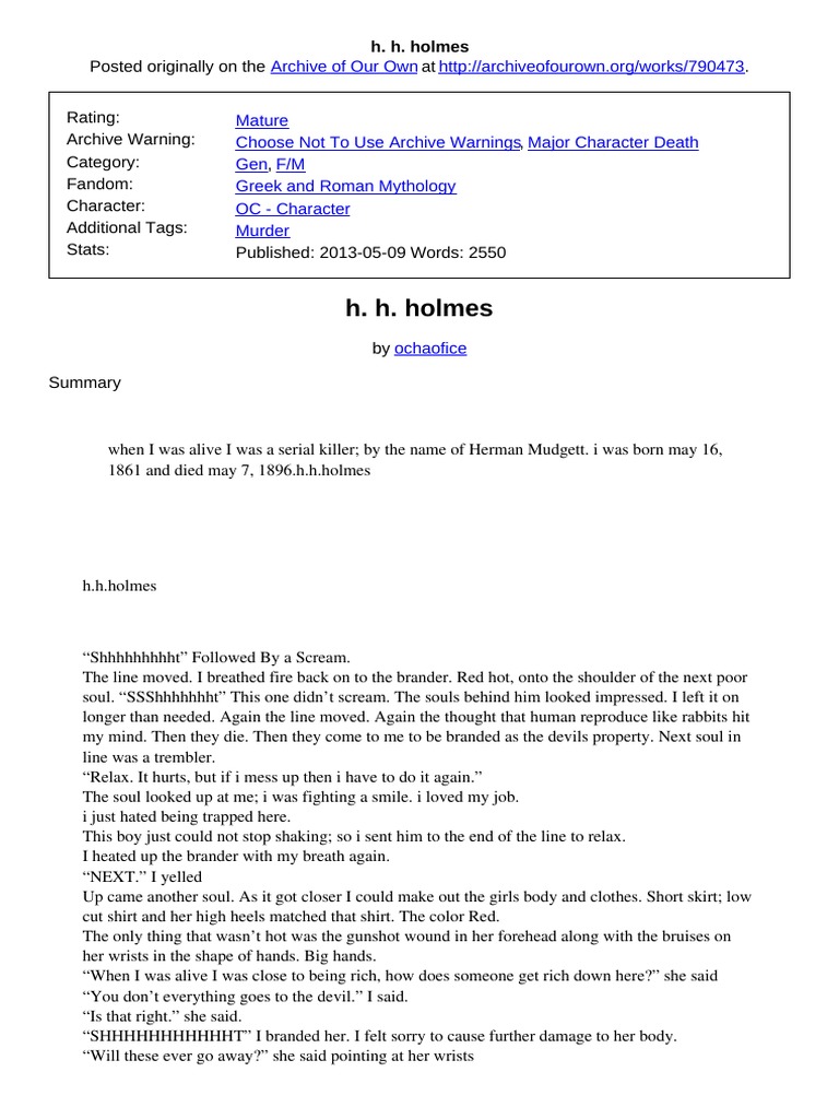 H H Holmes | PDF
