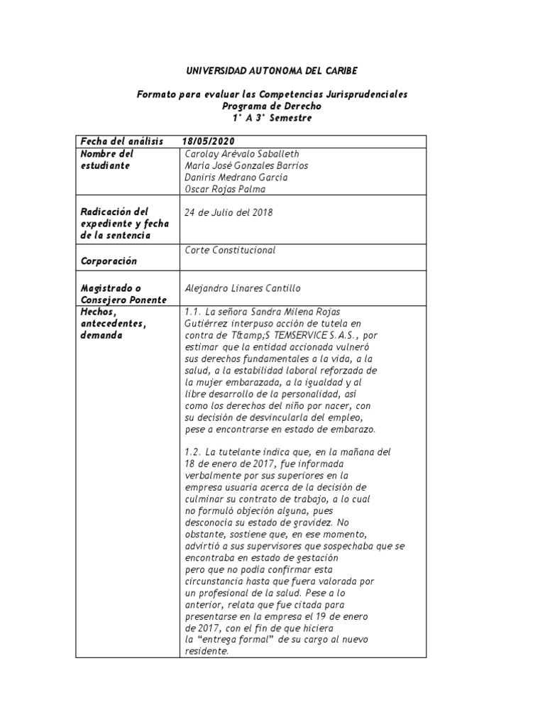 Analisis SU 075 DE 2018 | PDF | Derecho Constitucional | Mujer