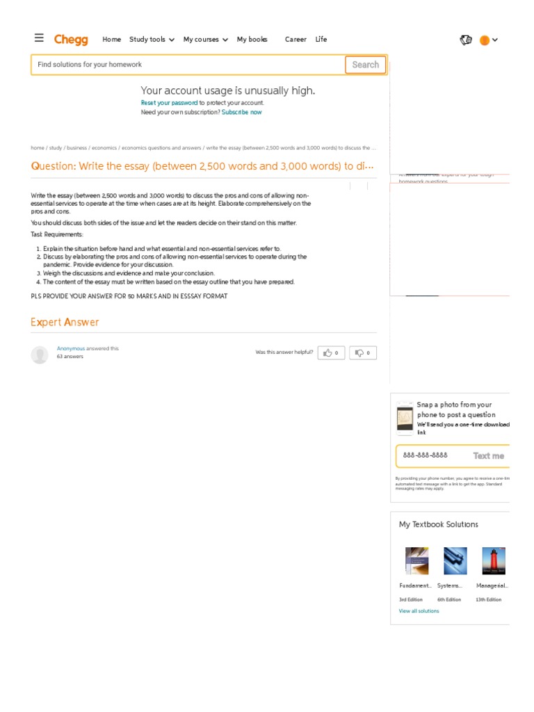 Write The Essay (Between 2,500 Words and 3,000 Wor... | PDF | Textbook ...