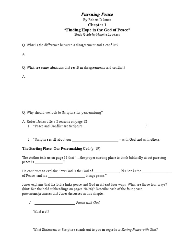 Pursuing+Peace+Robert Jones+Study Guide | PDF | Forgiveness | Jesus
