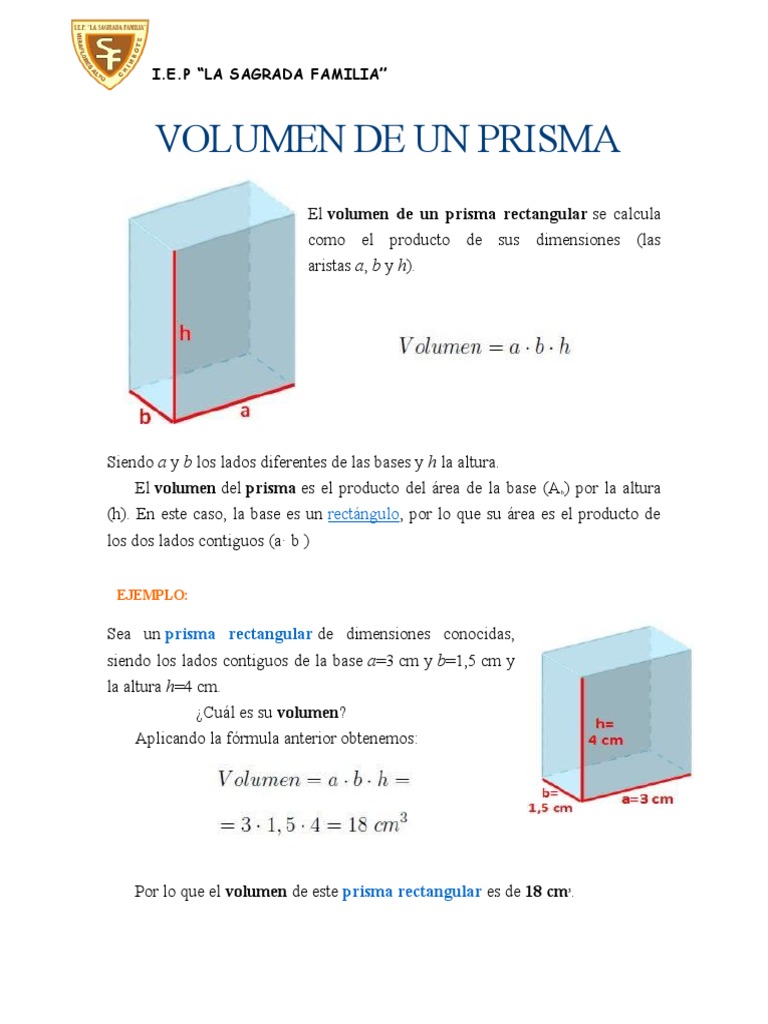 Hoja De Trabajo Para Encontrar El Volumen De Un Prisma Rectangular