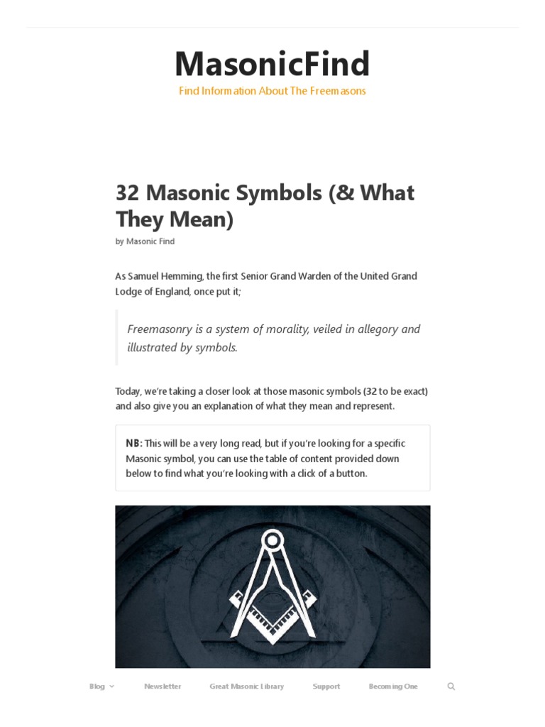 32 Masonic Symbols (& What They Mean) - MasonicFind | PDF | Freemasonry ...