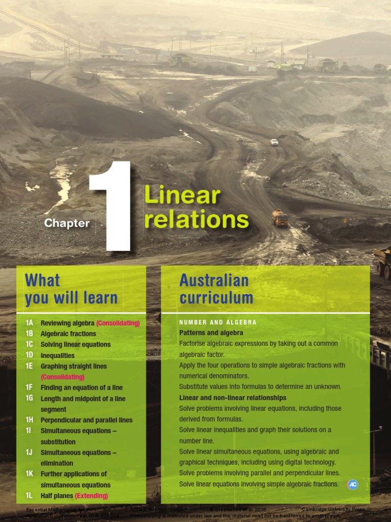 Chapter 1 - Linear Relations | PDF | Equations | Algebra