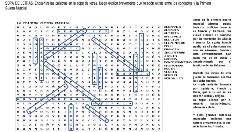 Sopa de Letras Primera Guerra Mundial | PDF