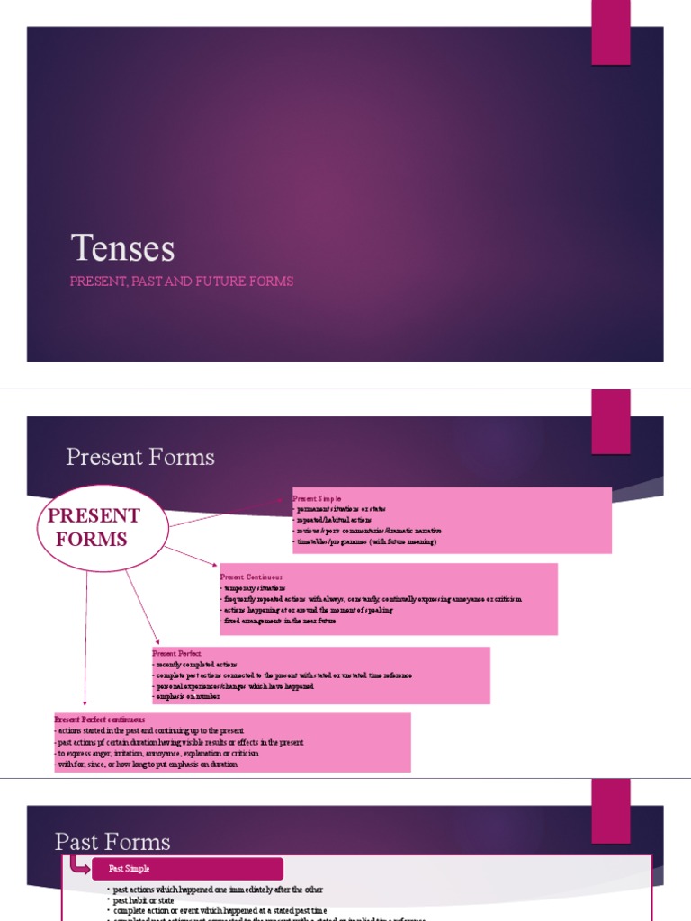 Tenses: Present, Past and Future Forms | PDF | Language Mechanics | Grammar