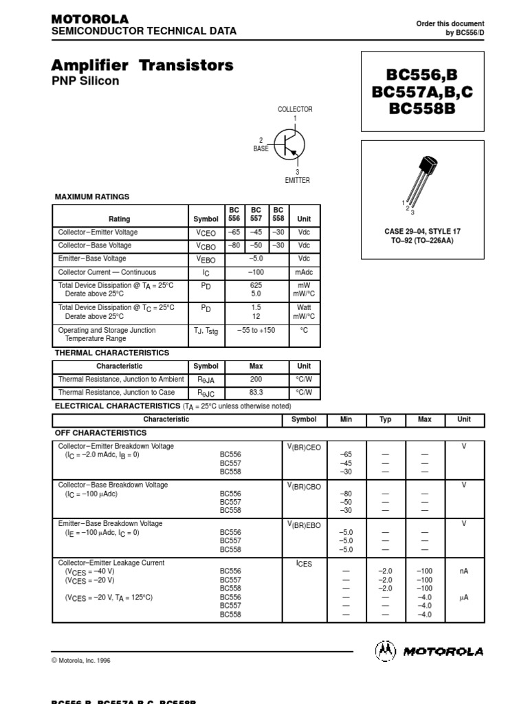 BC558 | Transistor | Bipolar Junction Transistor
