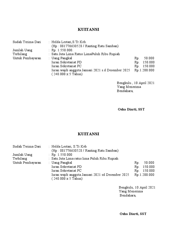 Kuitansi Ibi 2021 Print | PDF
