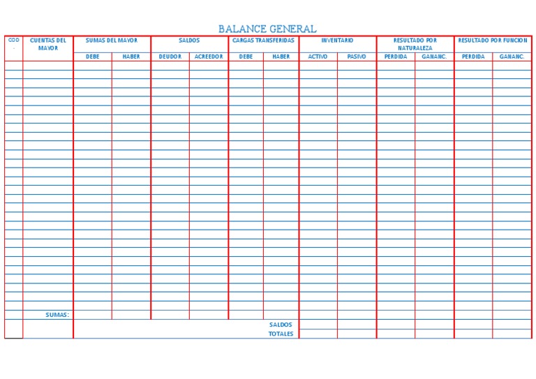 Plantilla De Balance General En Blanco PLANTILLA] BALANCE GENERAL EN