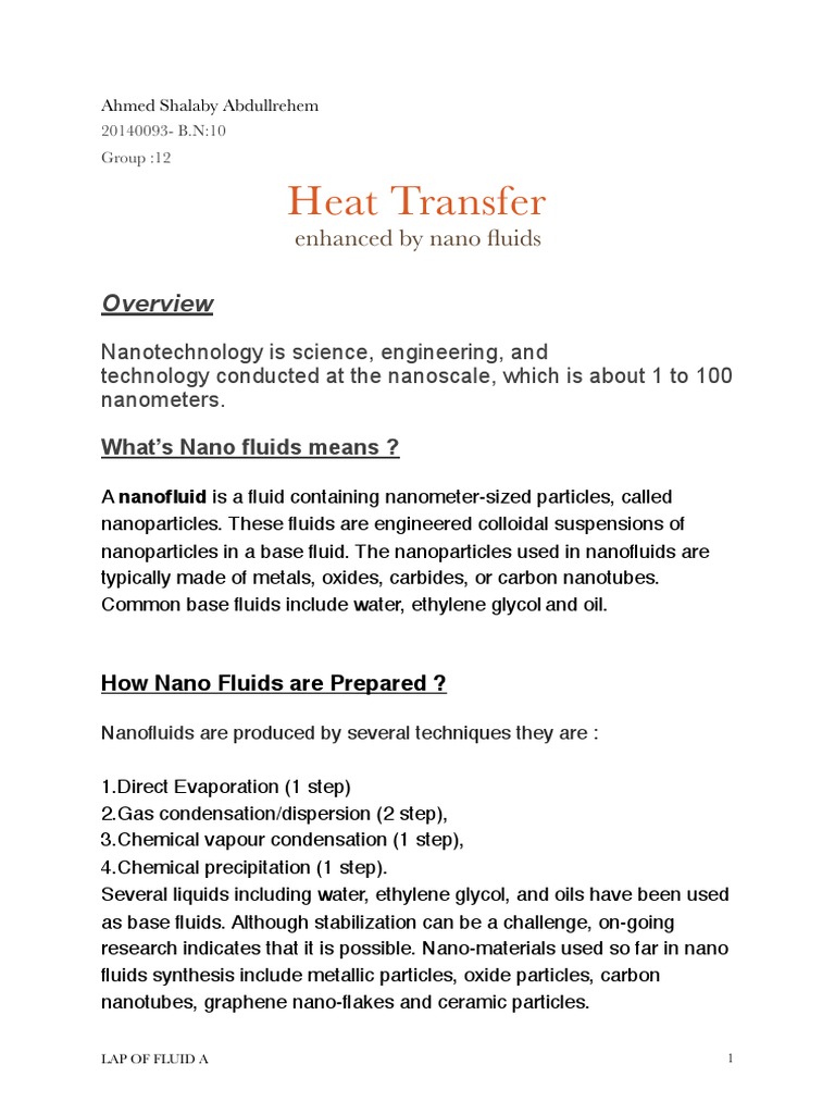Heat Transfer: Enhanced by Nano Fluids | PDF | Nanoparticle | Physical ...