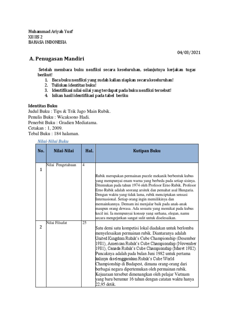 Ariyah Yusuf Bindo Tgs 9 | PDF