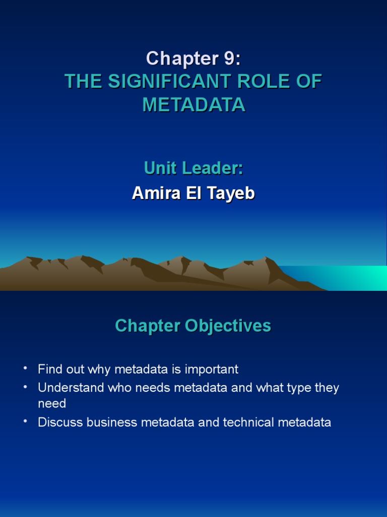 Chapter9 Role of Metadata New | PDF | Metadata | Data Warehouse