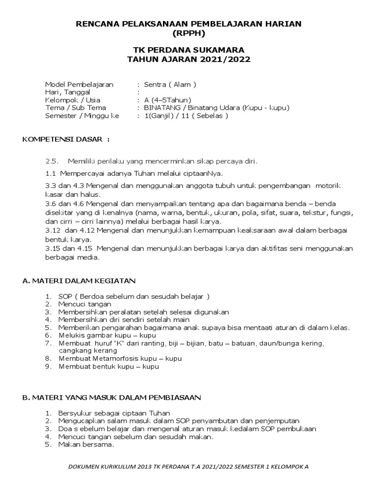 RPPH Minggu 11 Kelas A3 | PDF