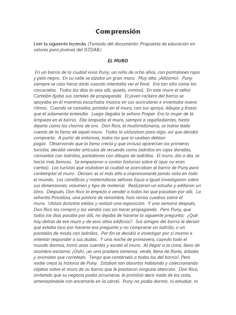 Cuento El Muro | PDF