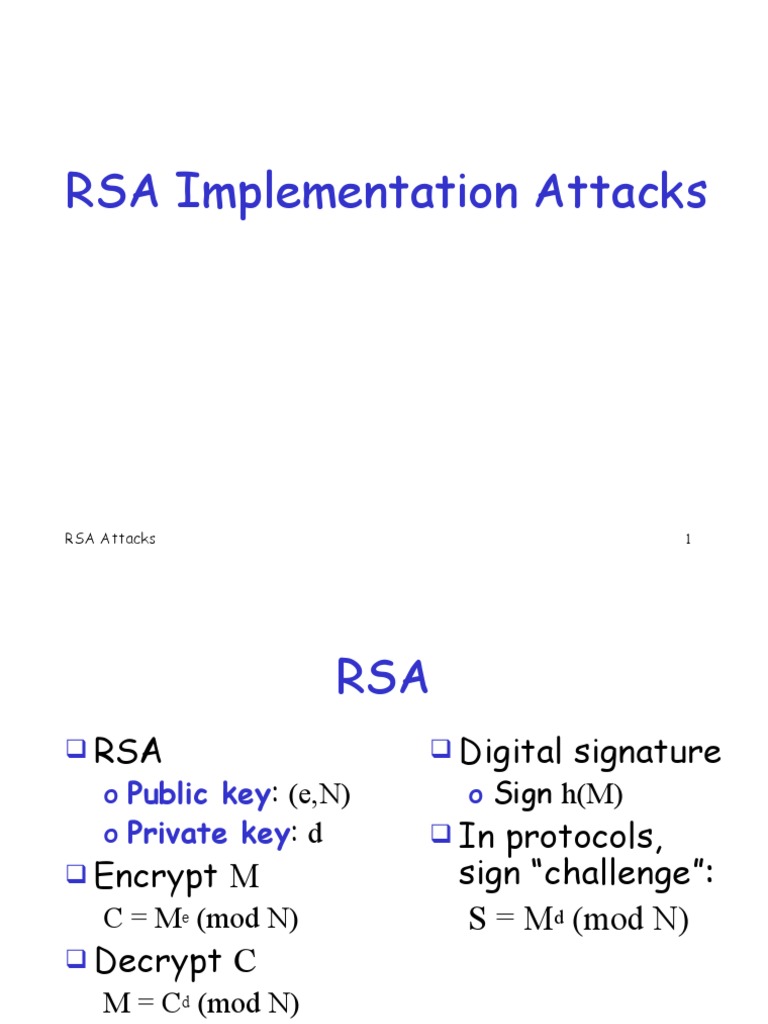 RSA Implementation Attacks | Download Free PDF | Public Key ...
