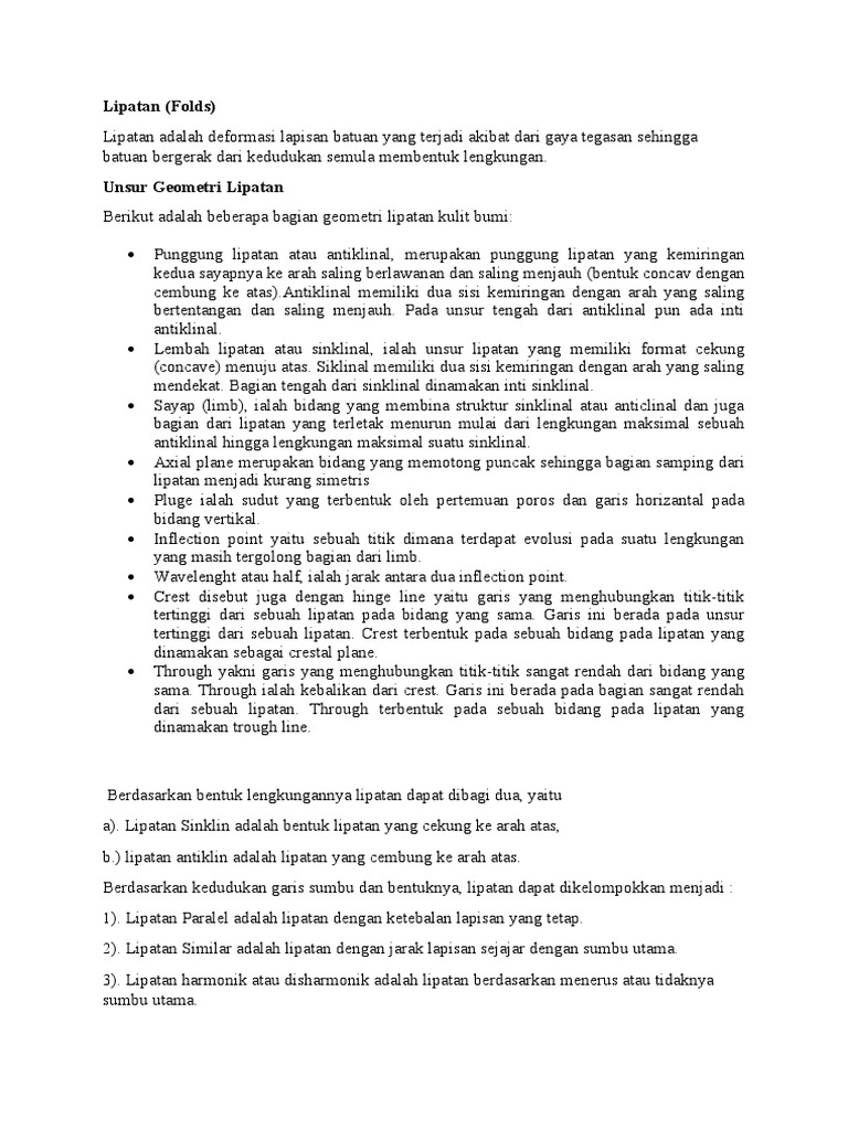 Jenis-Jenis Lipatan Batuan dan Karakteristiknya | PDF