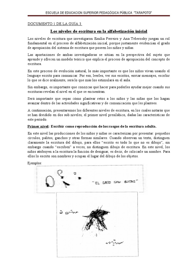 Niveles de Escritura en Alfabetización Inicial | PDF | Escritura | Palabra