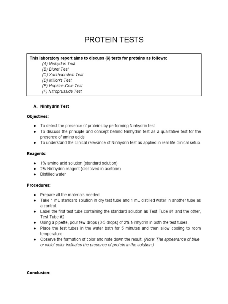 Protein Tests | Download Free PDF | Cysteine | Thiol