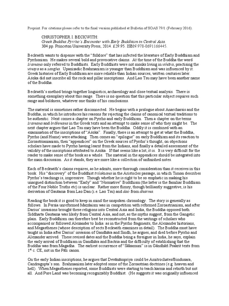 A Bold Revisionist History: Christopher I. Beckwith's Argument for a ...