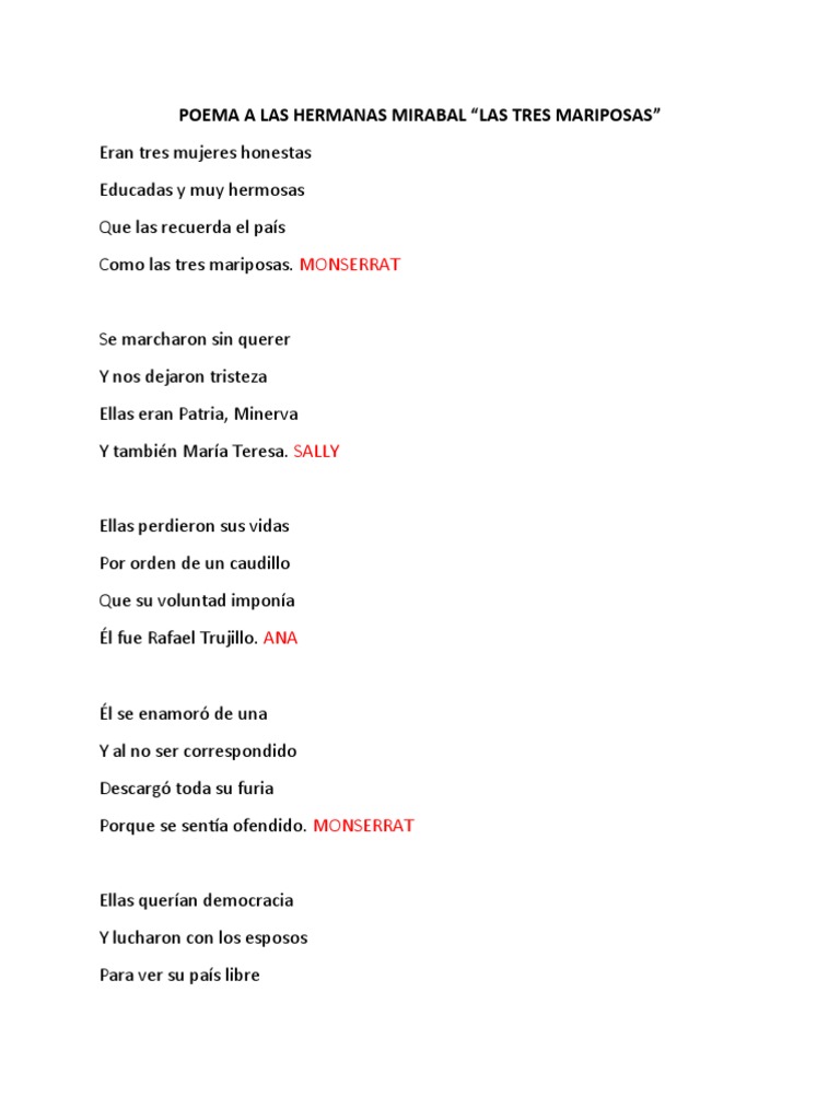 Poema a las Hermanas Mirabal | PDF | Poesía | Clásicos